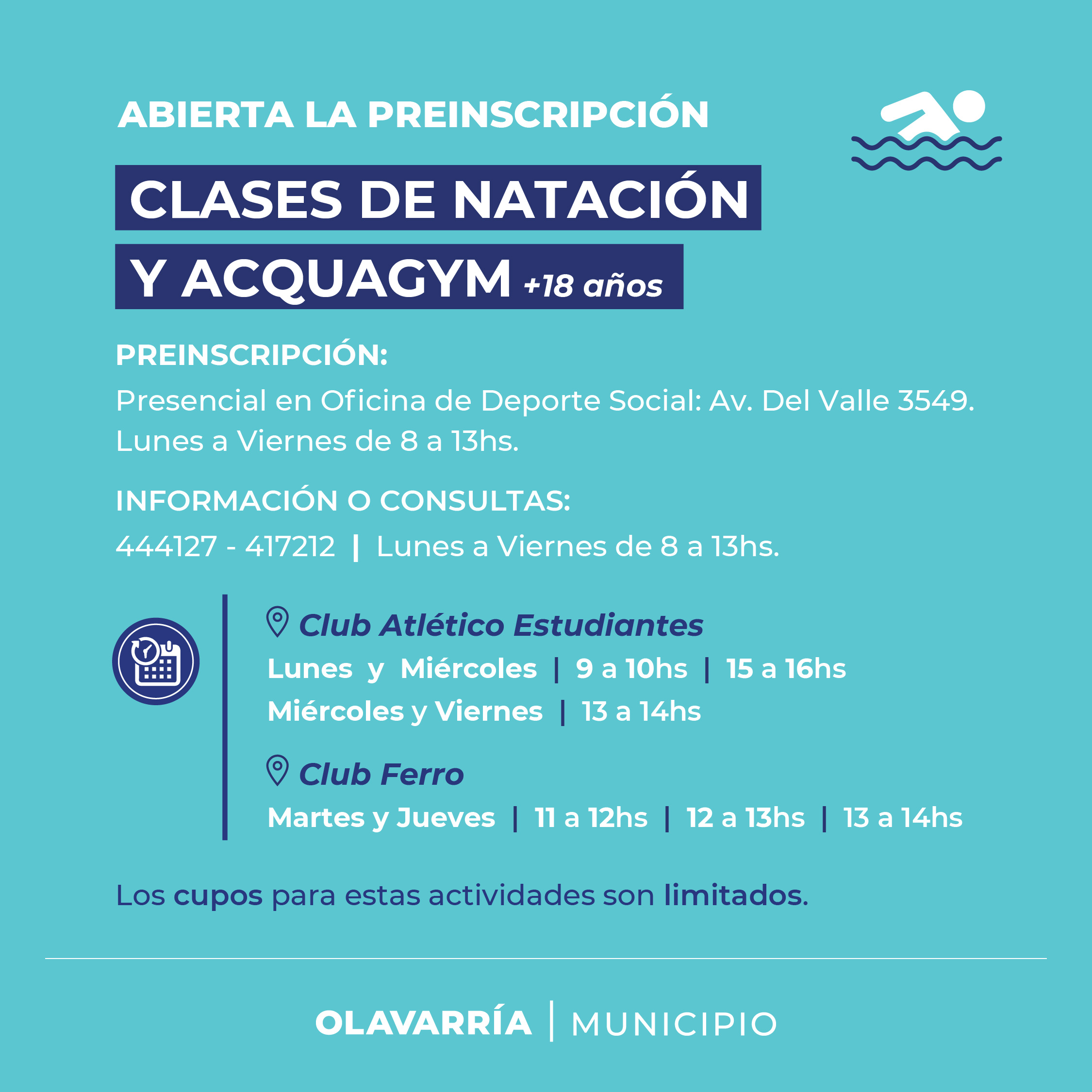 Abierta la preinscripción para las clases de natación y Acquagym ...