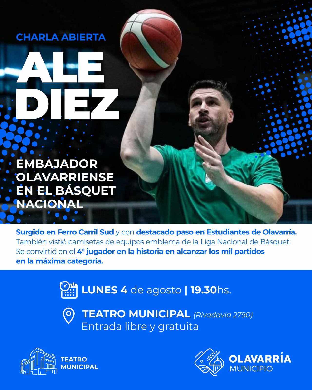Alejandro Diez brindará una charla abierta en el Teatro Municipal ...